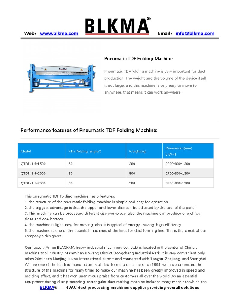 Pneumatic TDF Folding Machine | Download Free PDF | Machines | Duct (Flow)