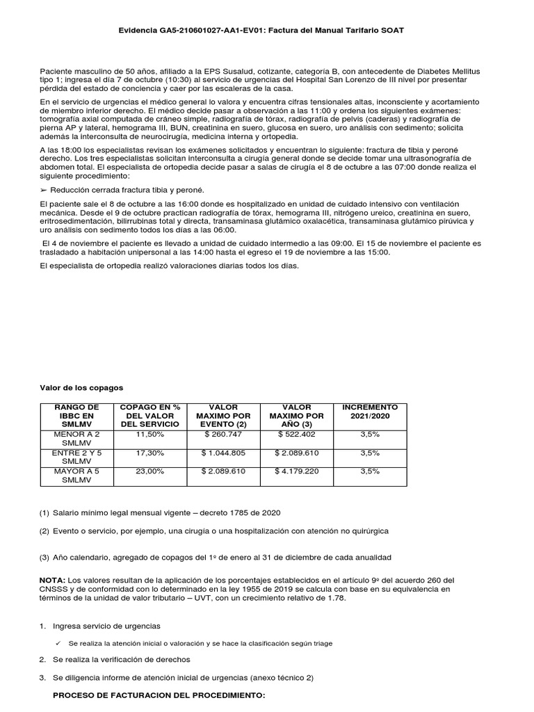 Evidencia Factura Del Manual Tarifario SOAT | PDF | Cuidado de la salud | Medicina