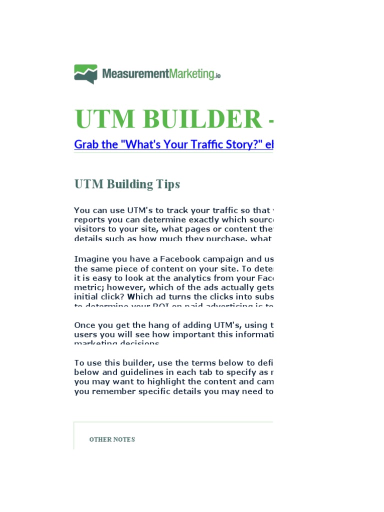 MeasurementMarketing - Io UTM Builder - Traffic Tracker (TEMPLATE ...