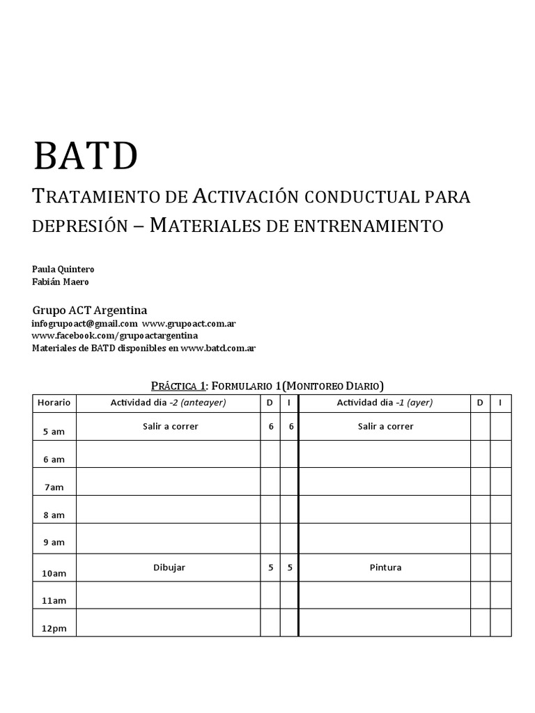 BATD | PDF | Trastorno depresivo mayor | Depresión (estado de ánimo)
