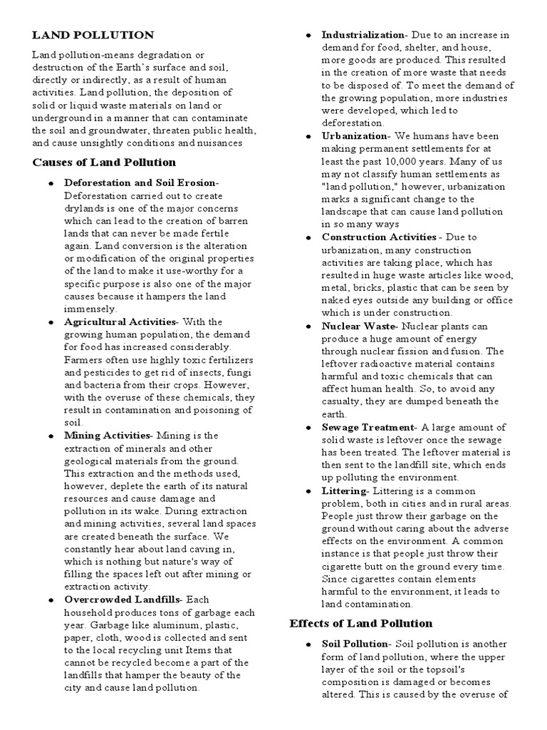 LAND-POLLUTION-notes | PDF