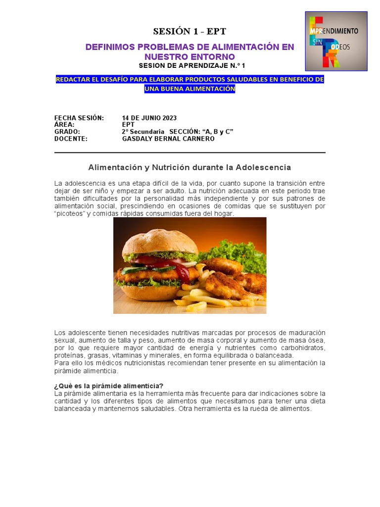 Ficha de Sesion 1 Unidad 3 Ept | PDF