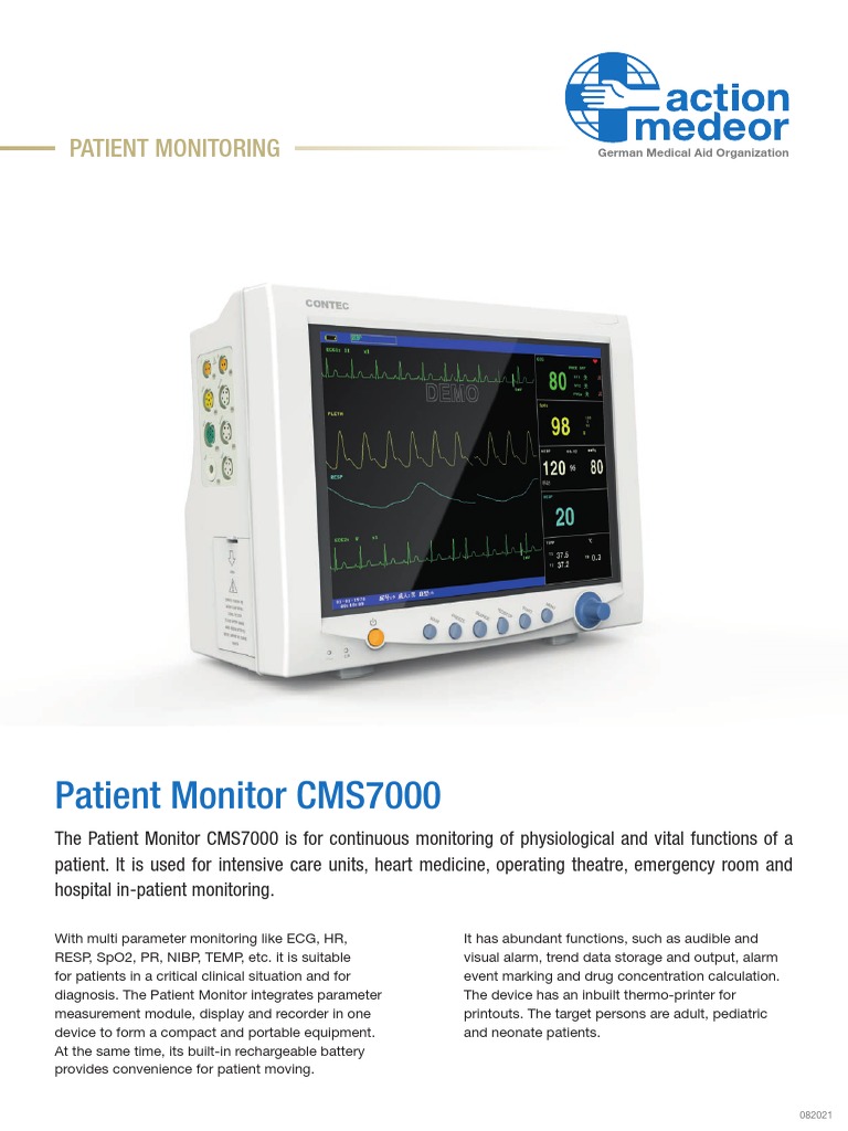 CMS7000 Patient Monitoring System Overview | PDF | Monitoring (Medicine ...
