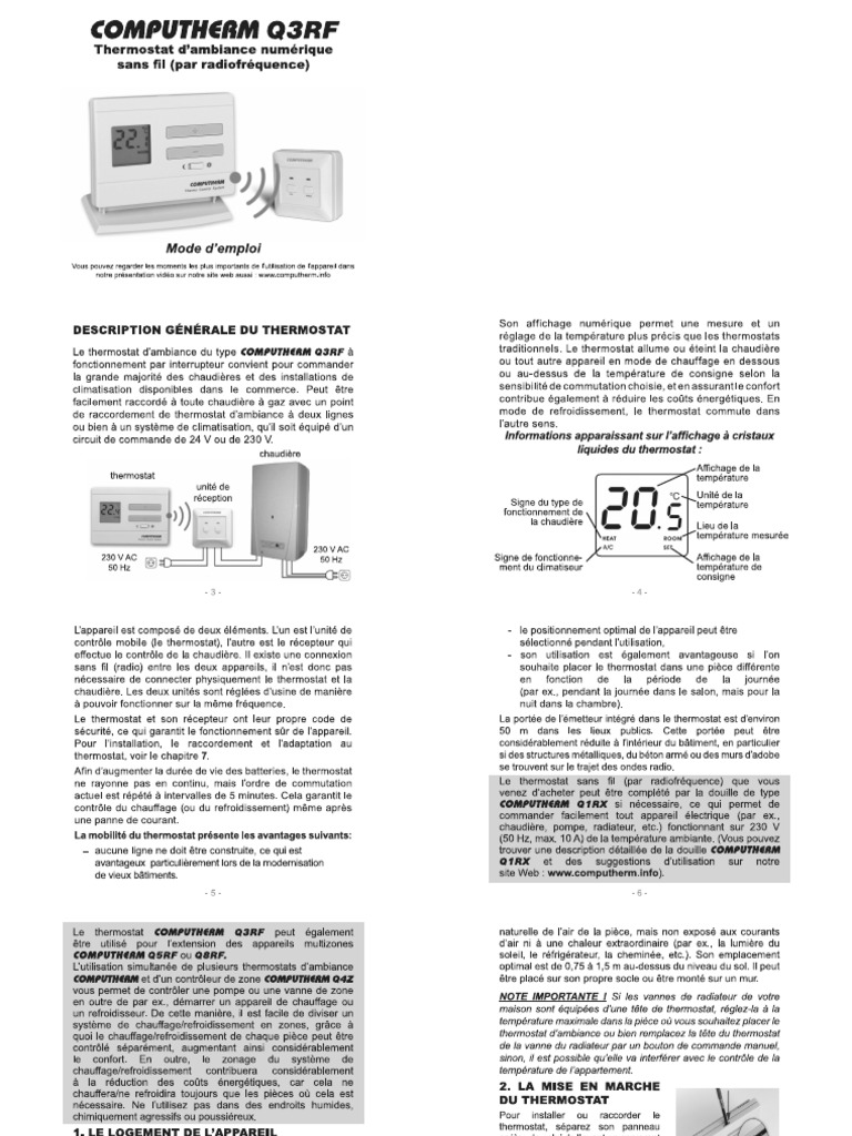 Manuel Thermostat Computherm q3rf | PDF