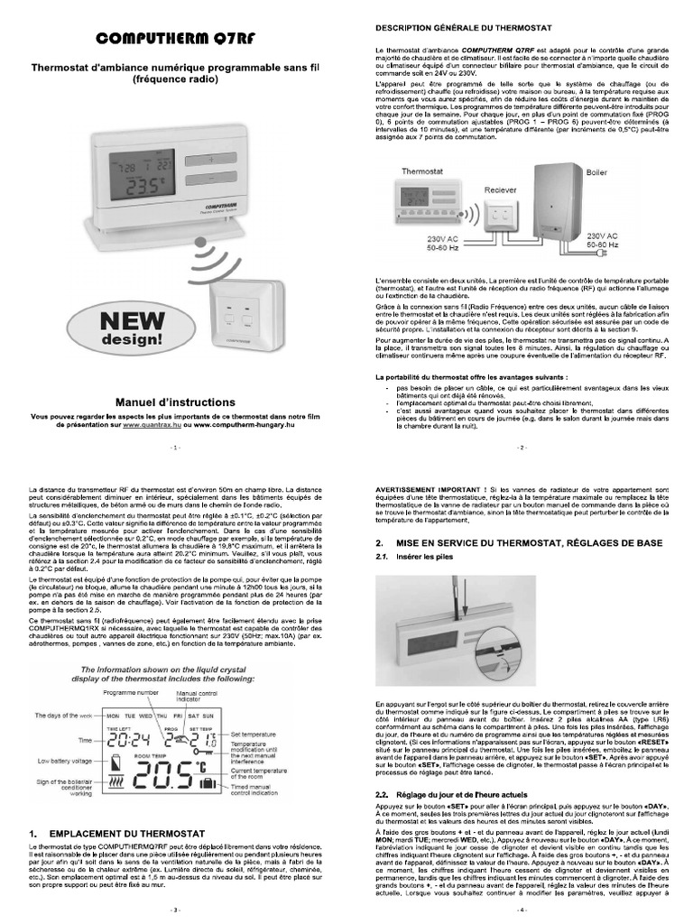 Manuel Thermostat Computherm Q7RF | PDF