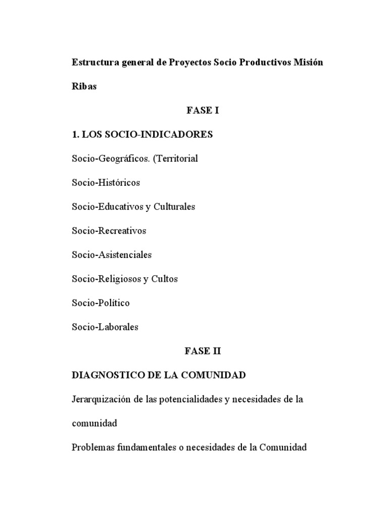 Estructura de Proyectos Mision Ribas | PDF