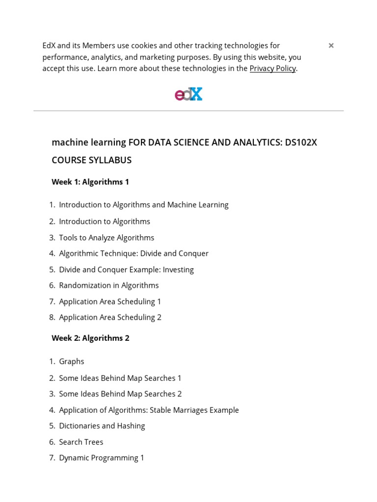Edx Machine Learning Course Outlines | PDF | Machine Learning | Statistical Classification