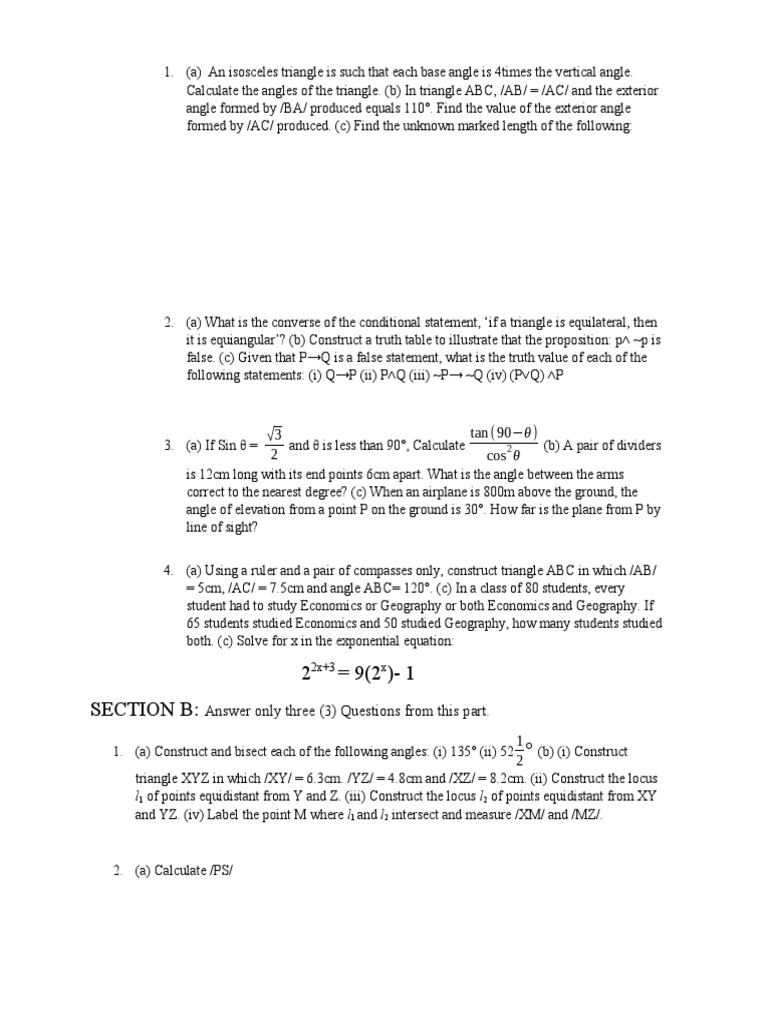 sss1 Exam Jide | PDF | Triangle | Angle