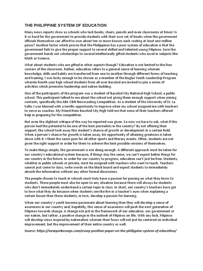 Sample Position Paper 1 | PDF | Teachers | Cognitive Science