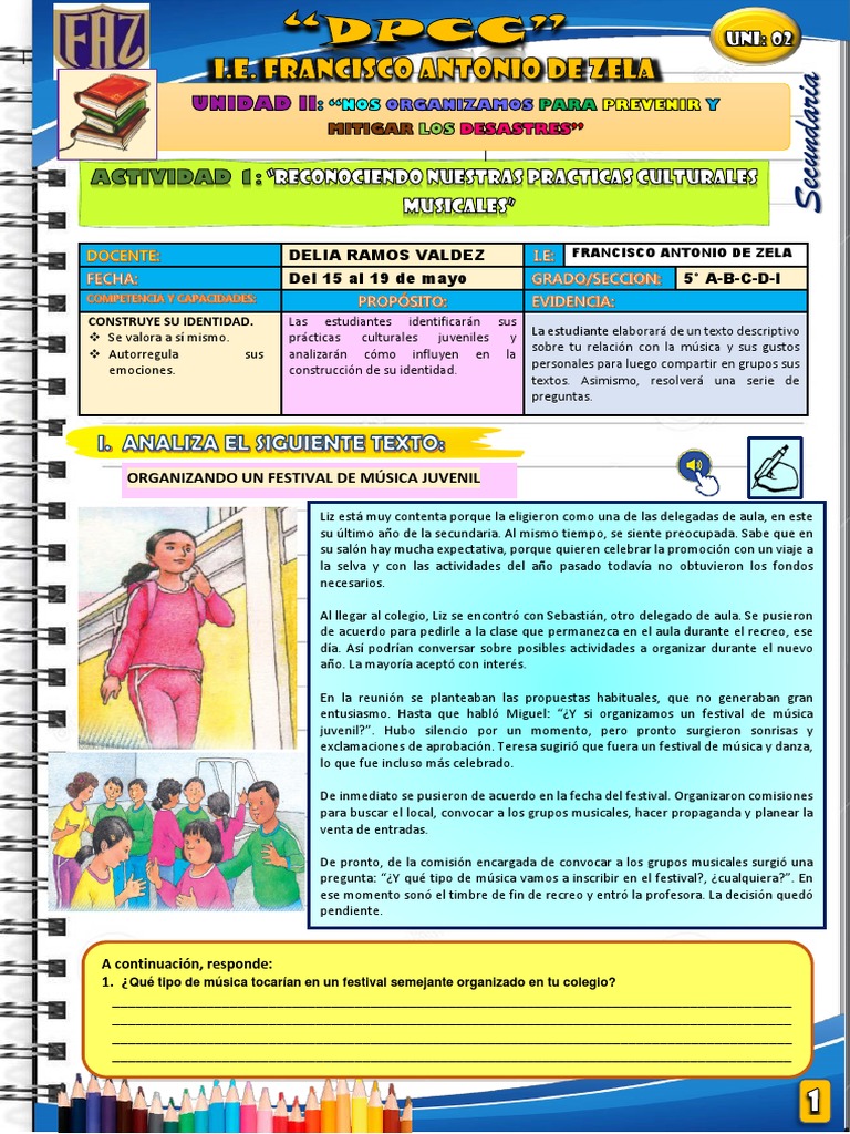 5°DPCC. ACTV.01-UNI .02-SEM.01 | PDF | Las emociones | Bailes