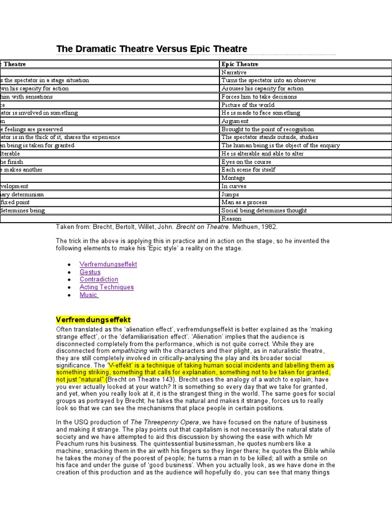 Dramatic Theatre Versus Epic Theatre-2 | PDF | Performing Arts ...