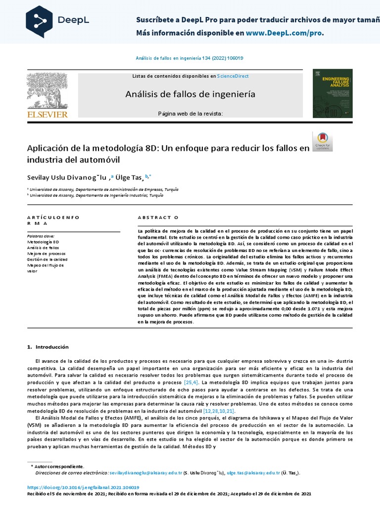 Aplicación de La Metodología 8D | PDF | Lean Manufacturing | Calidad ...