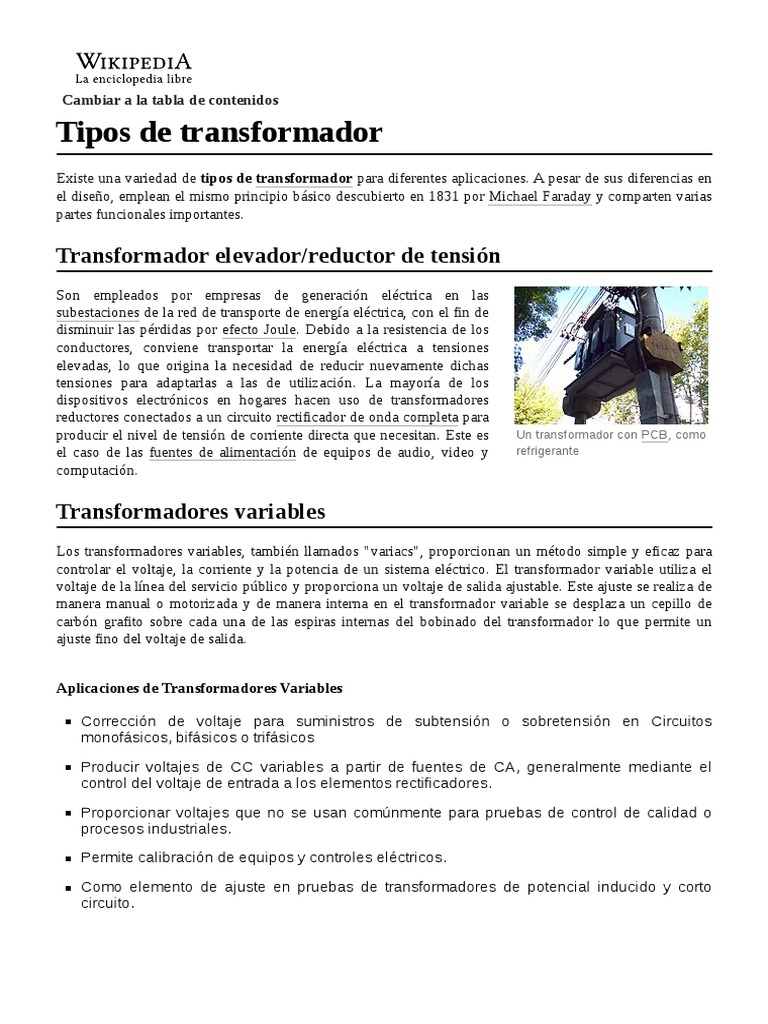 Tipos de Transformador | PDF | Transformador | Ciencia de los Materiales Tipos de Transformador | PDF | Transformador | Ciencia de los Materiales