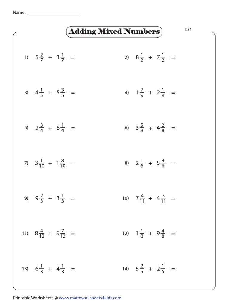 Mixed Number H:W | PDF