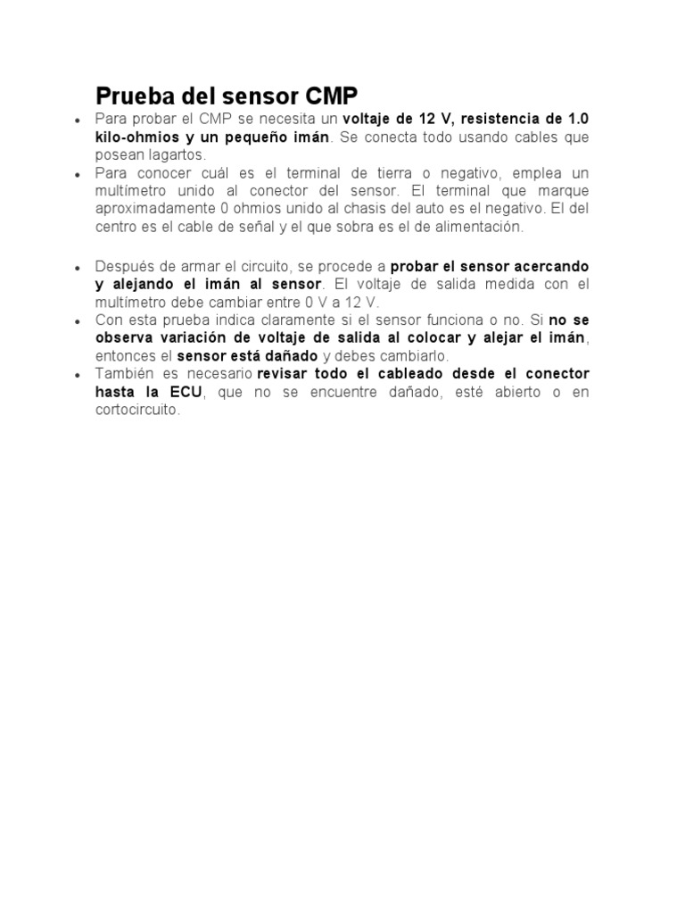 Prueba del sensor CMP | PDF