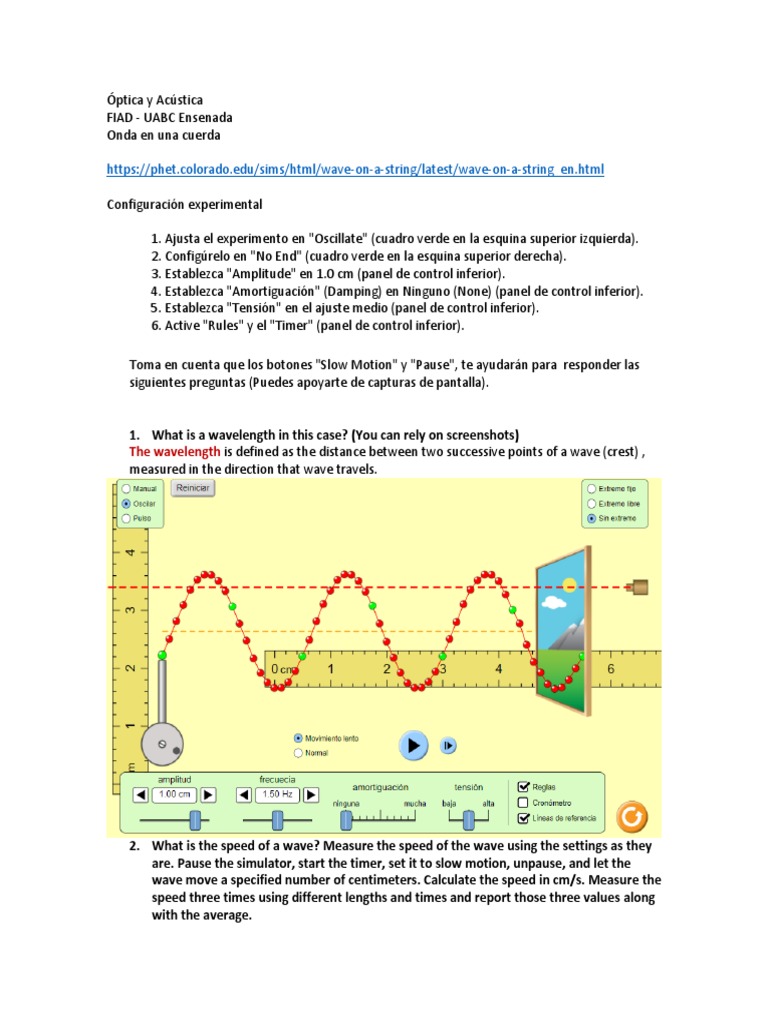 Virtual Lab Waves On A String - EstrellaHernandez | PDF | Wavelength | Waves