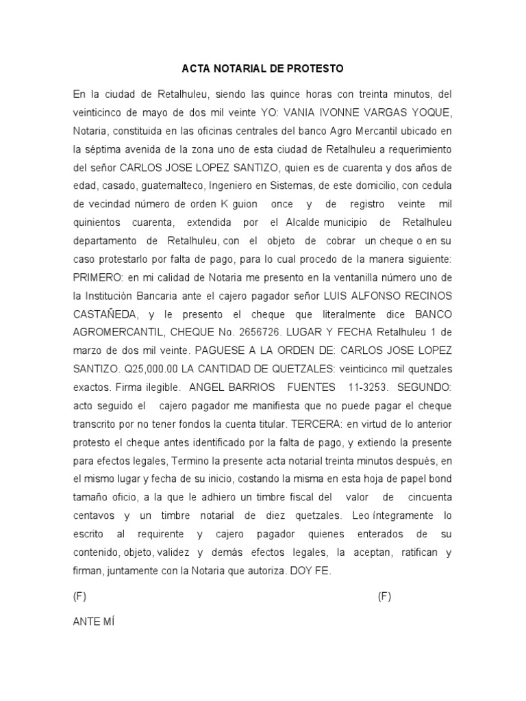 Acta Notarial de Protesto | PDF | Finanzas y dinero | Derecho