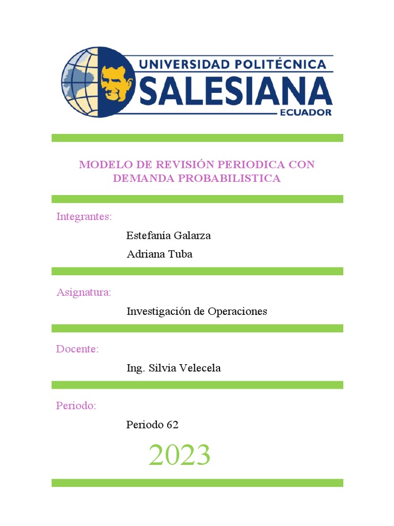 Modelo de Revisión Periodica Con Demanda Probabilistica | PDF
