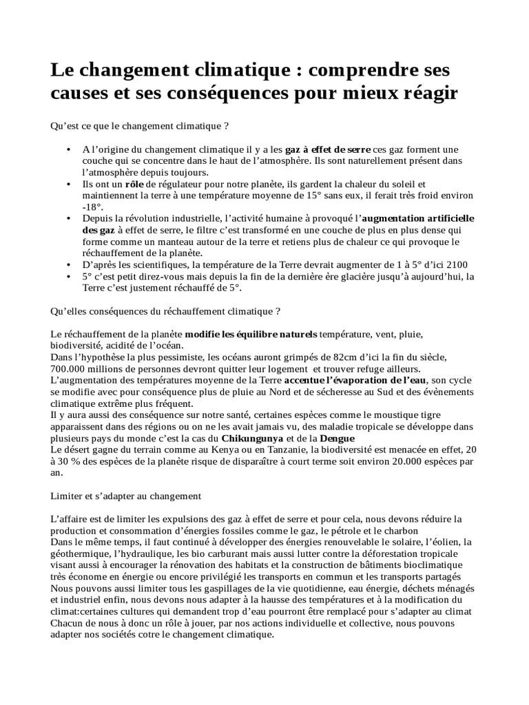 Changement Climatique | PDF | Changement climatique | Terre