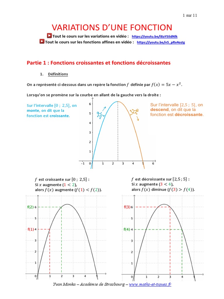 19 Fon Ction Variations M | PDF | Fonction monotone | Exponentiation