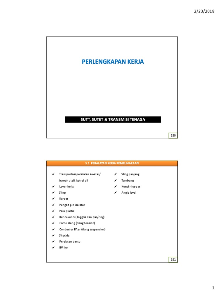 Perlengkapan Perlengkapan Kerja Kerja: Sutt, Sutet & Transmisi Tenaga ...
