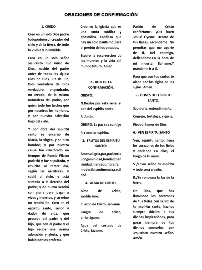 Oraciones de Confirmacion | PDF | María, madre de Jesús | Confirmación