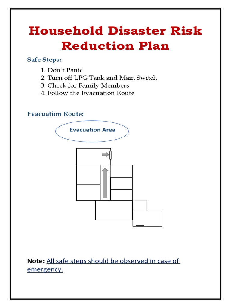 Household Disaster Risk Reduction Plan | PDF | Wellness