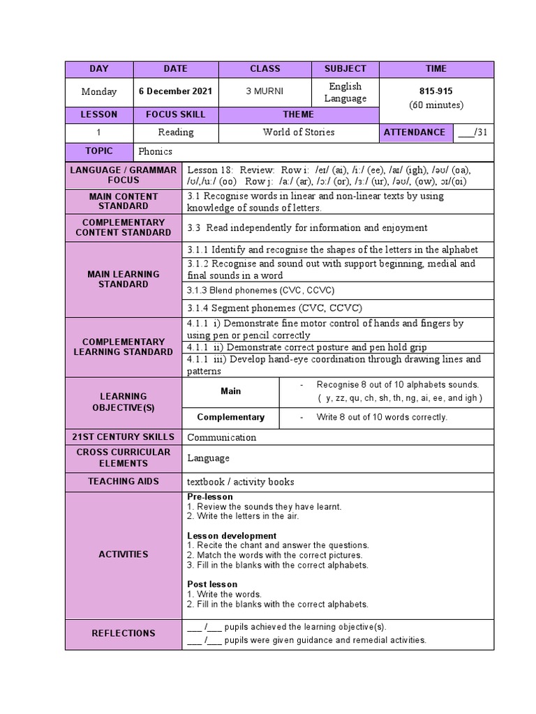 RPH Baru Phonics Reading | PDF | Phonics | Alphabet