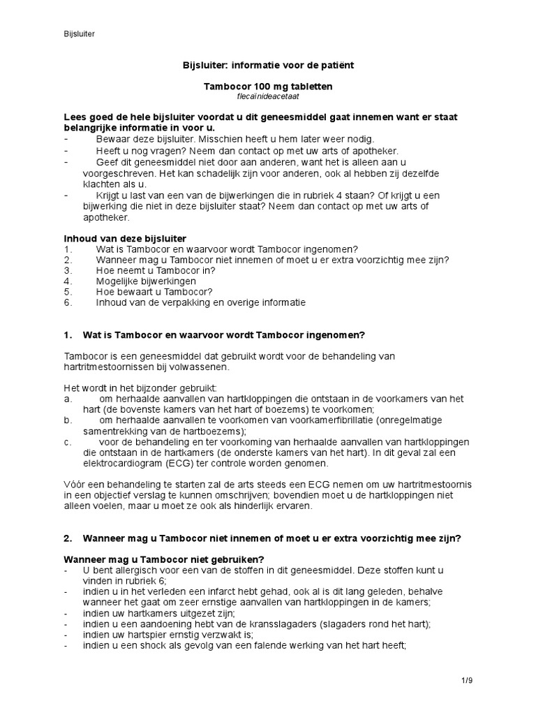 Bijsluiter: Flecaïnideacetaat | PDF