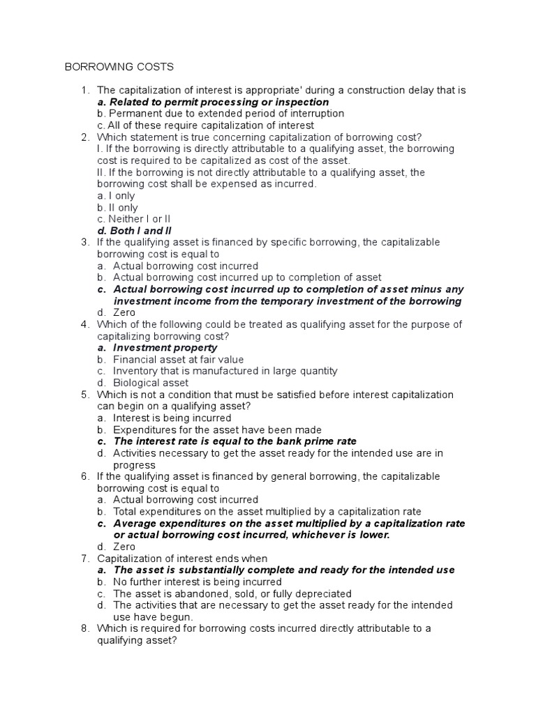 Capitalization of Borrowing Costs Explained | PDF | Interest | Debt