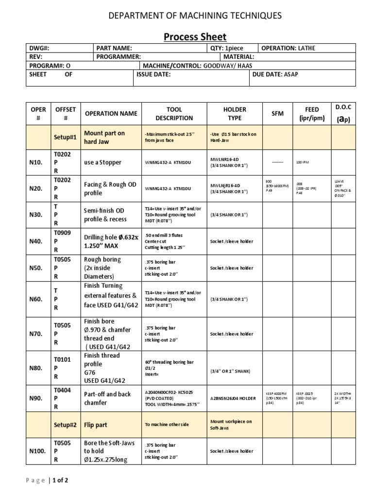 MT1-A22 Workpiece-L5 Mod18 - CNC Lathe Process Sheet | Download Free ...