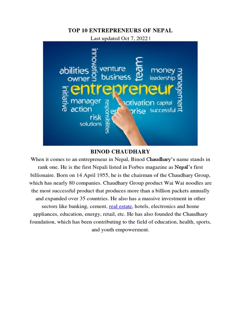 Top 10 Entrepreneurs of Nepal | PDF