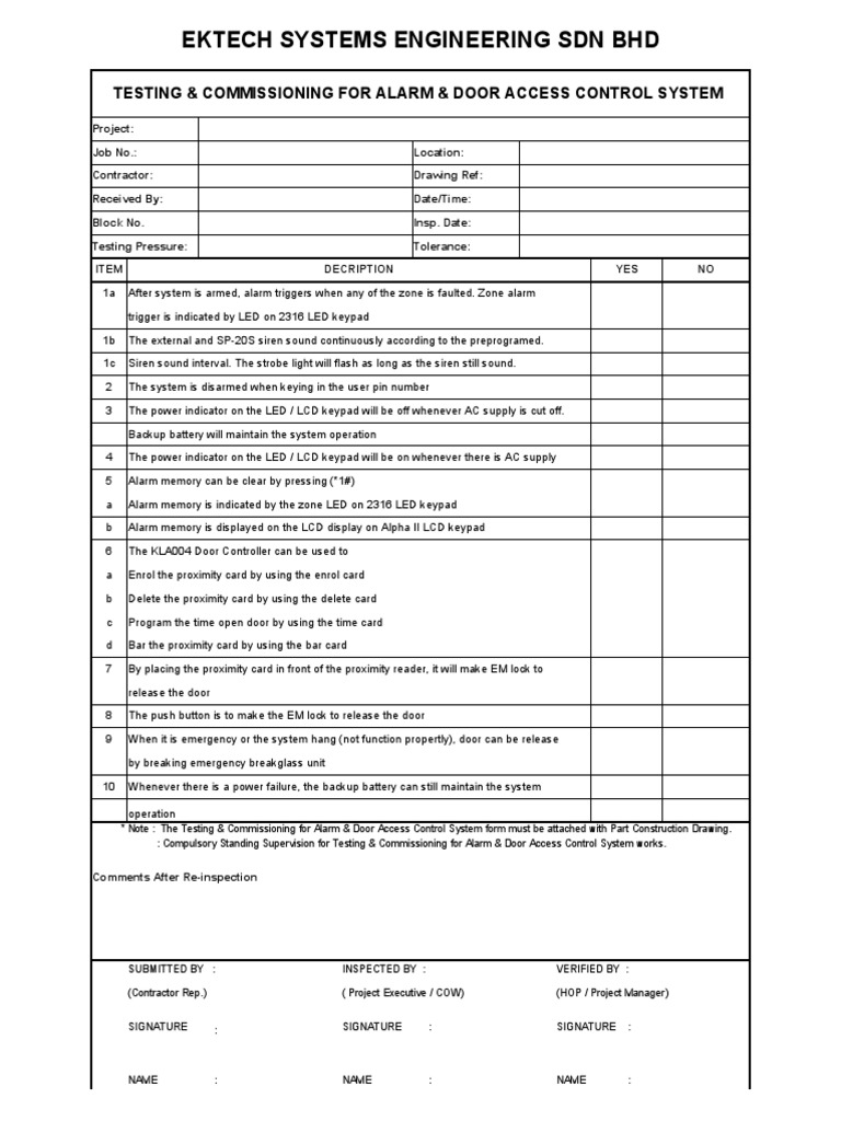 Alarm & Access Control Testing Guide | PDF | Access Control