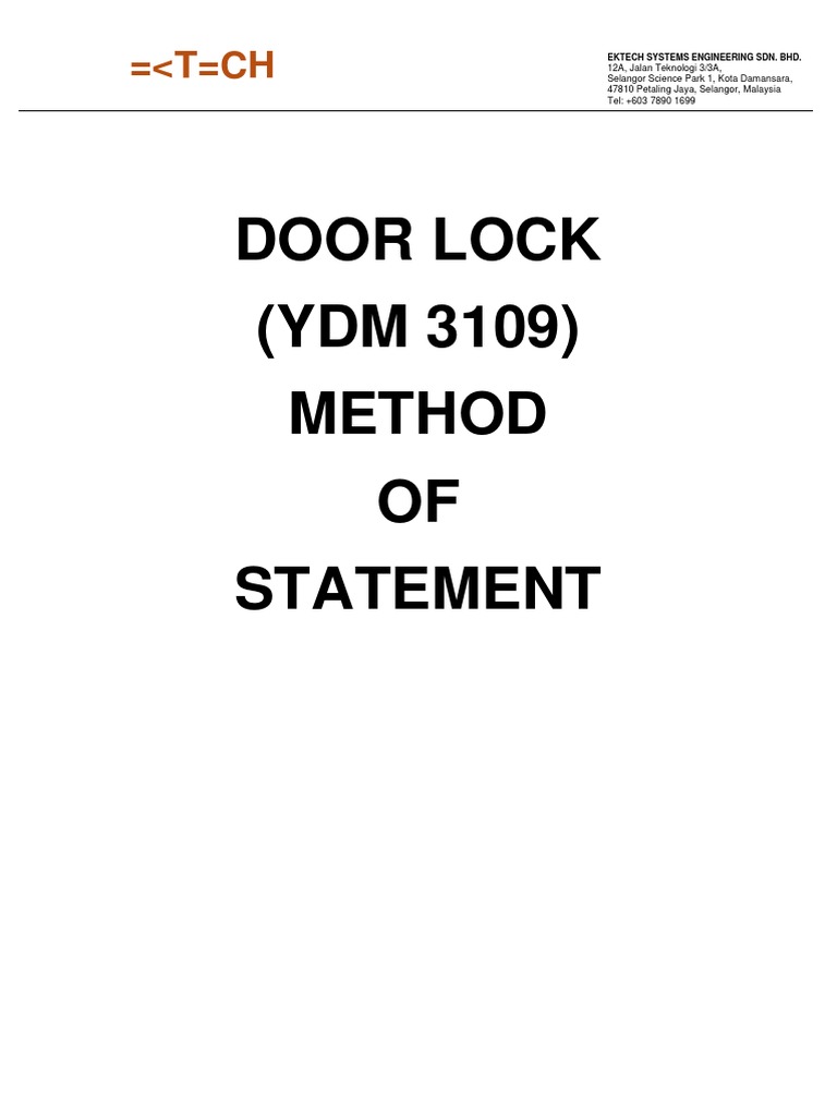 Method of Statement for ELV for Door Lock System Ydm3109 New_merged | PDF