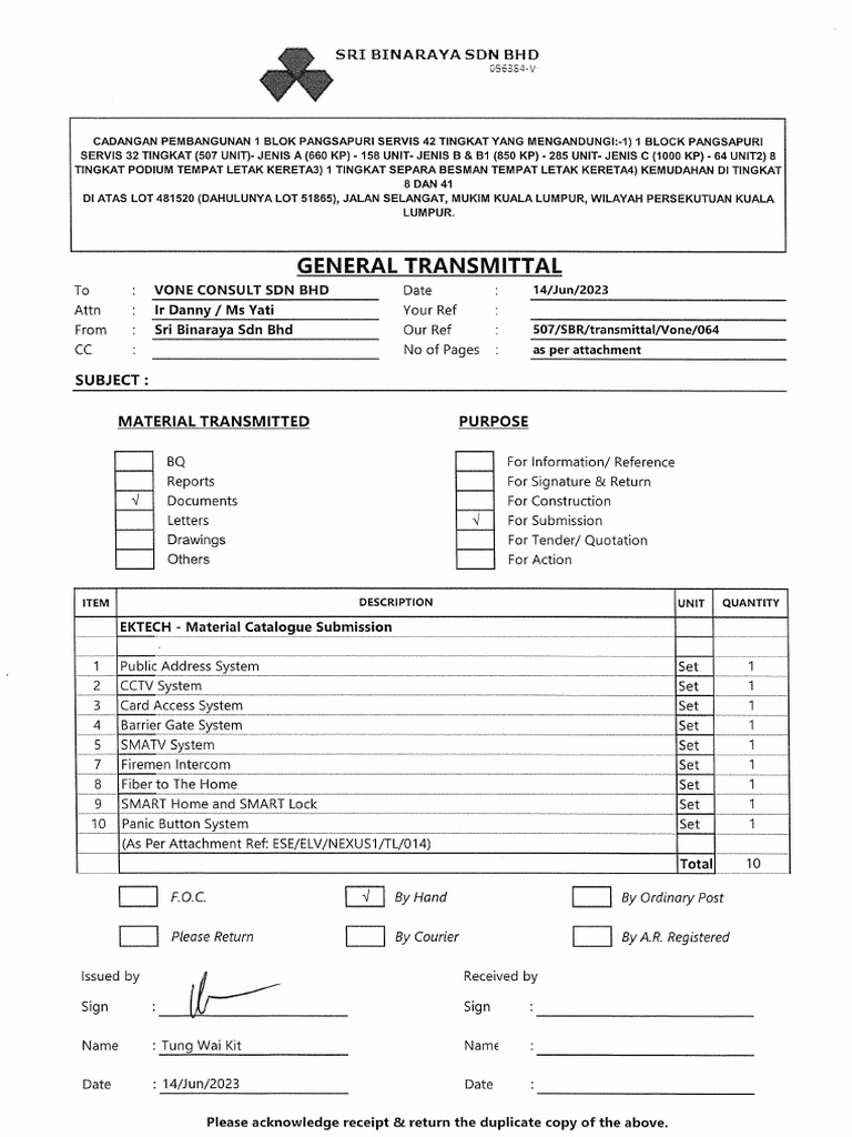 Transmittal 064 - EKTECH - Material Catalogue Submission | PDF