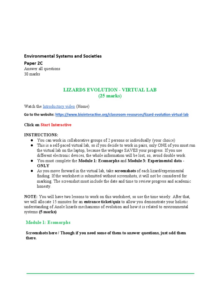 Paper_2C_ESS_Lizard-Evolution_G10-2 | PDF | Ecological Niche | Adaptation