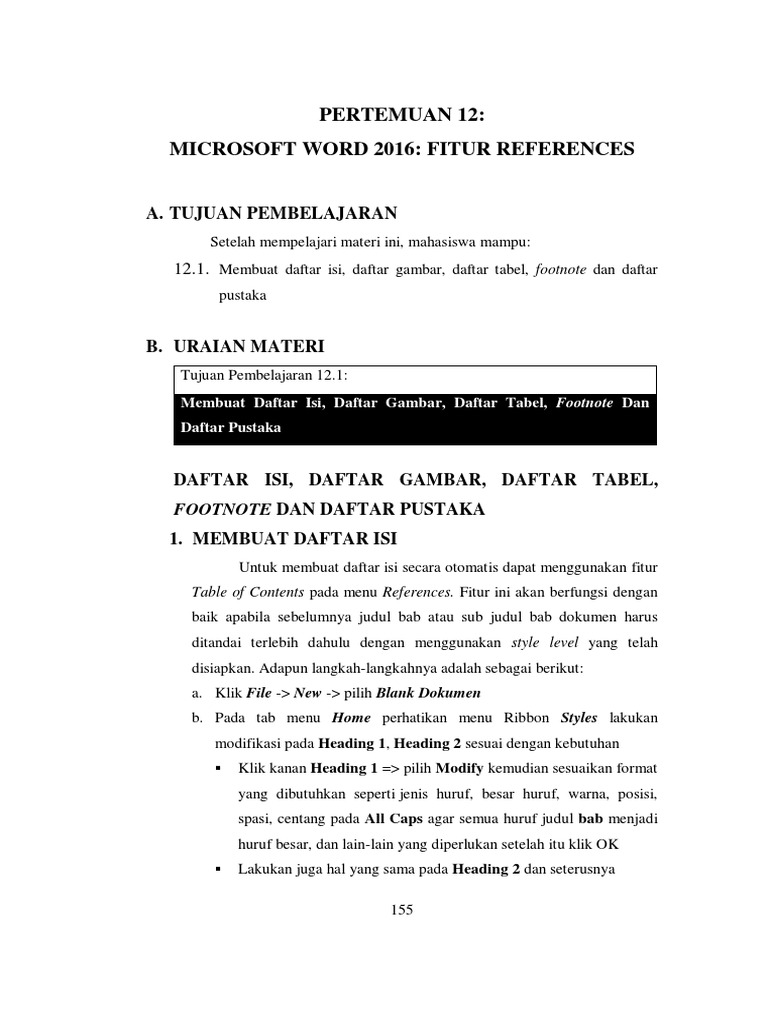 Panduan Membuat Daftar Isi Word 2016 | PDF | Komputer