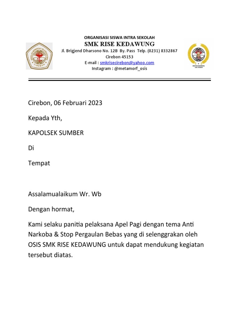 Cop Surat Osis | PDF