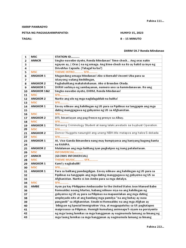 Iskrip Panradyo | PDF