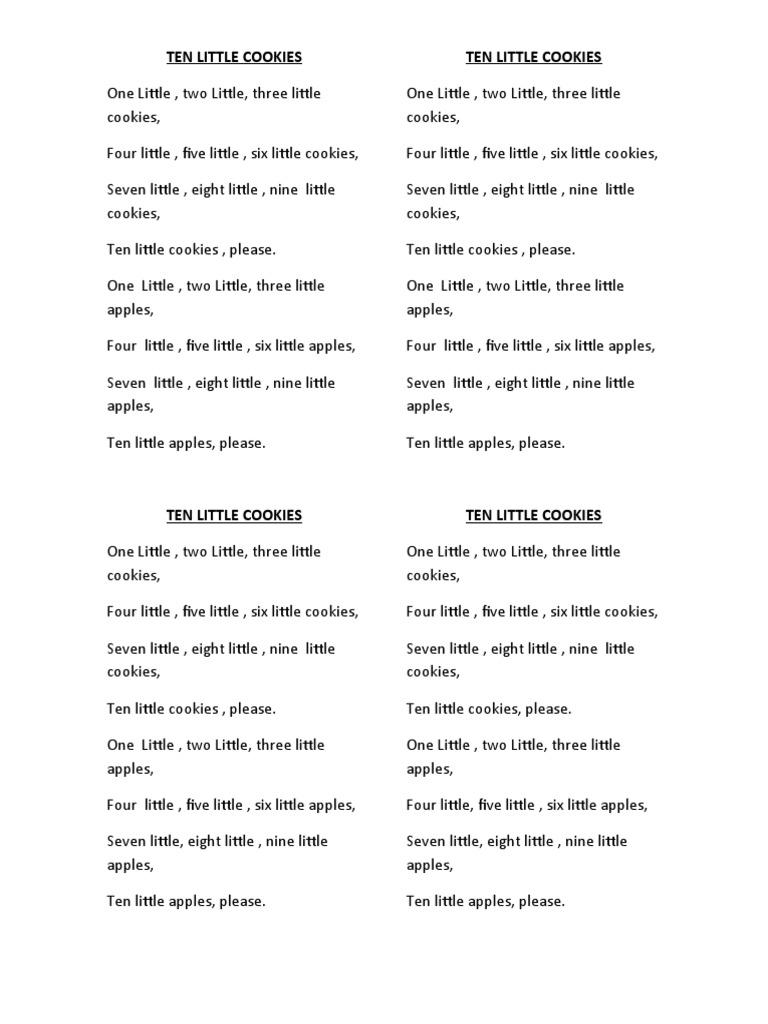 TEN LITTLE COOKIES - 3ro | PDF