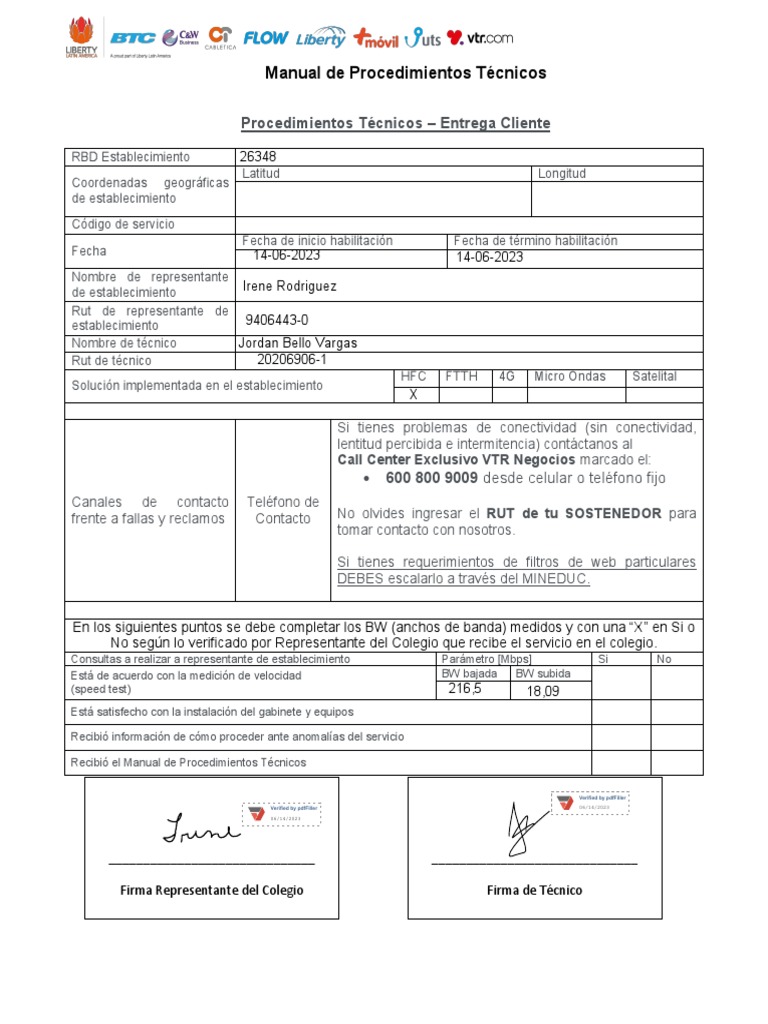Manual de Procedimientos Técnicos FTTH-1 - 1 | PDF | Comunicación | Electrónica