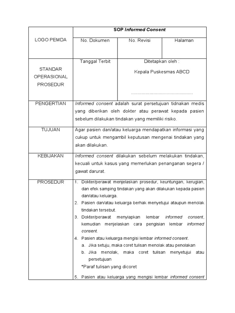 SOP Informed Consent | PDF