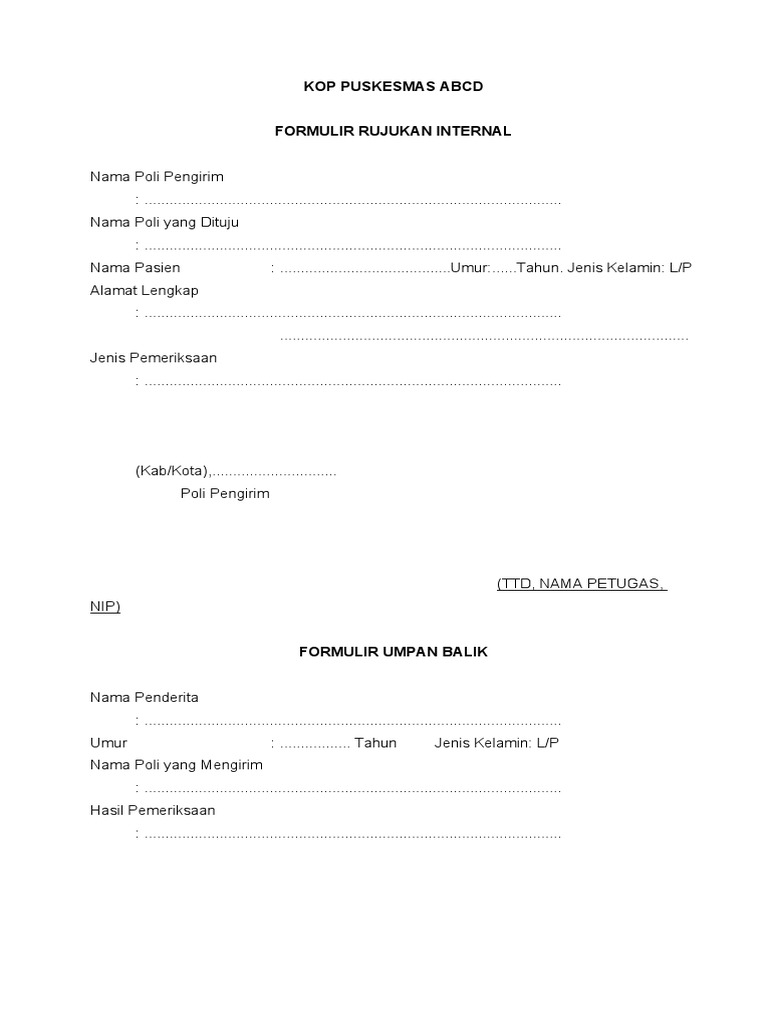 Contoh Form Rujukan Internal | PDF