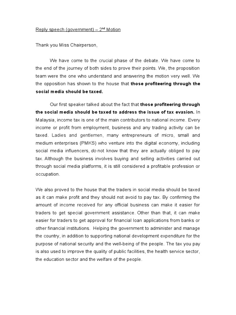Taxing Social Media Profits Debate Summary | PDF