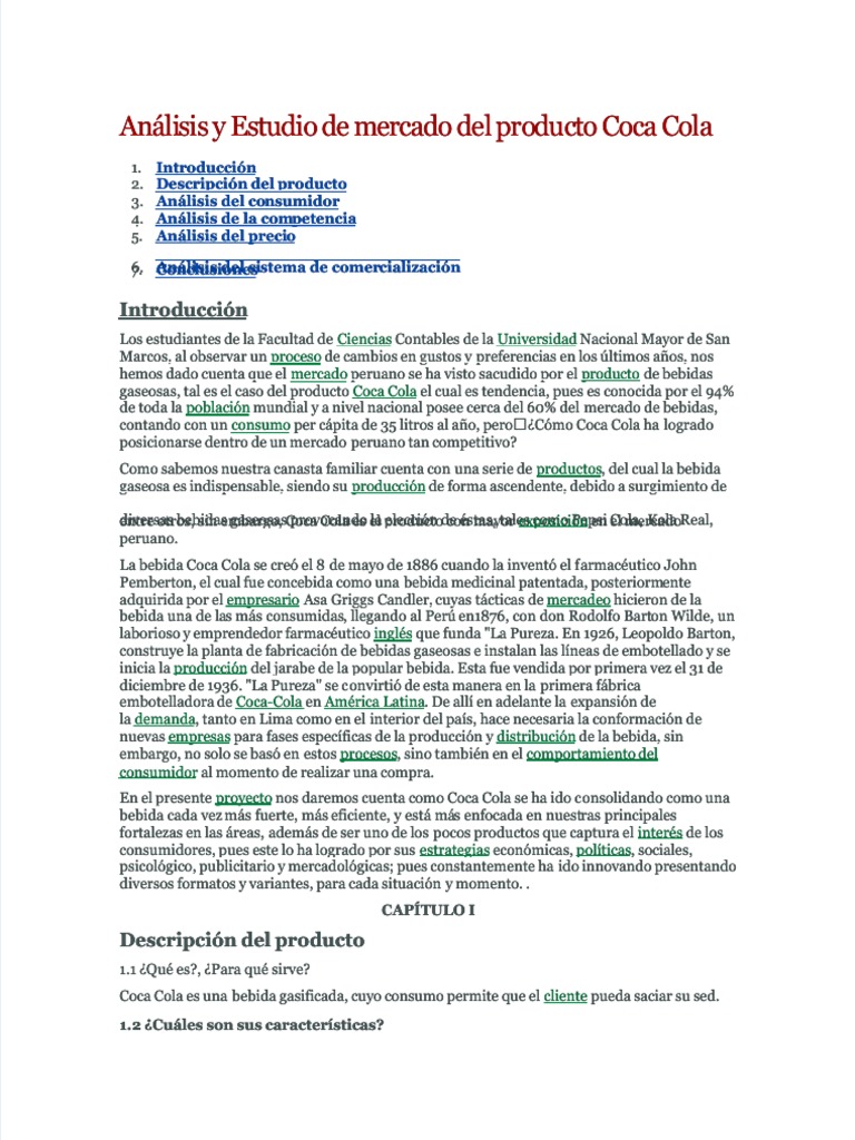 PDF Analisis y Estudio de Mercado Del Producto Coca Cola - Compress | Descargar gratis PDF ...