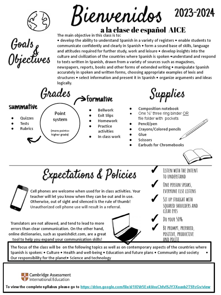 Syllabus Spanish Aice 2023-2024 | PDF