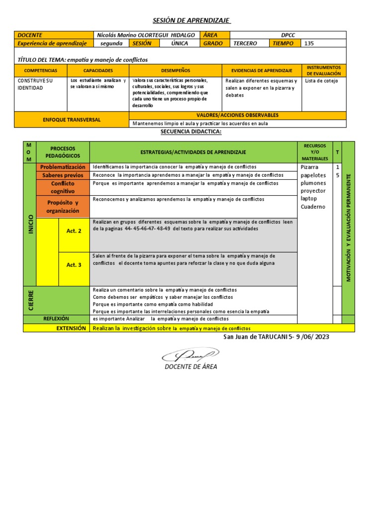 Sesión de Aprendizaje Tercero 3-7 | PDF | Aprendizaje | Evaluación