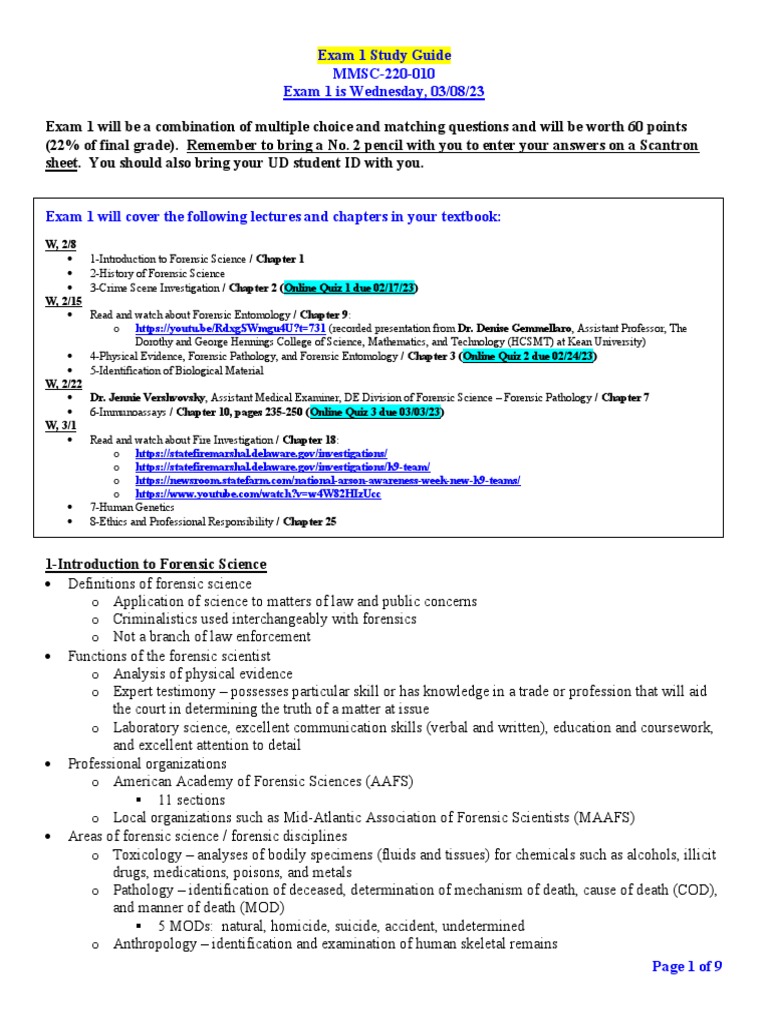 Exam 1 Study Guide | PDF