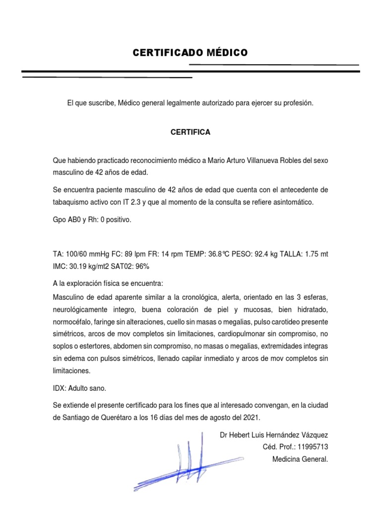 CERTIFICADO MÉDICO | PDF