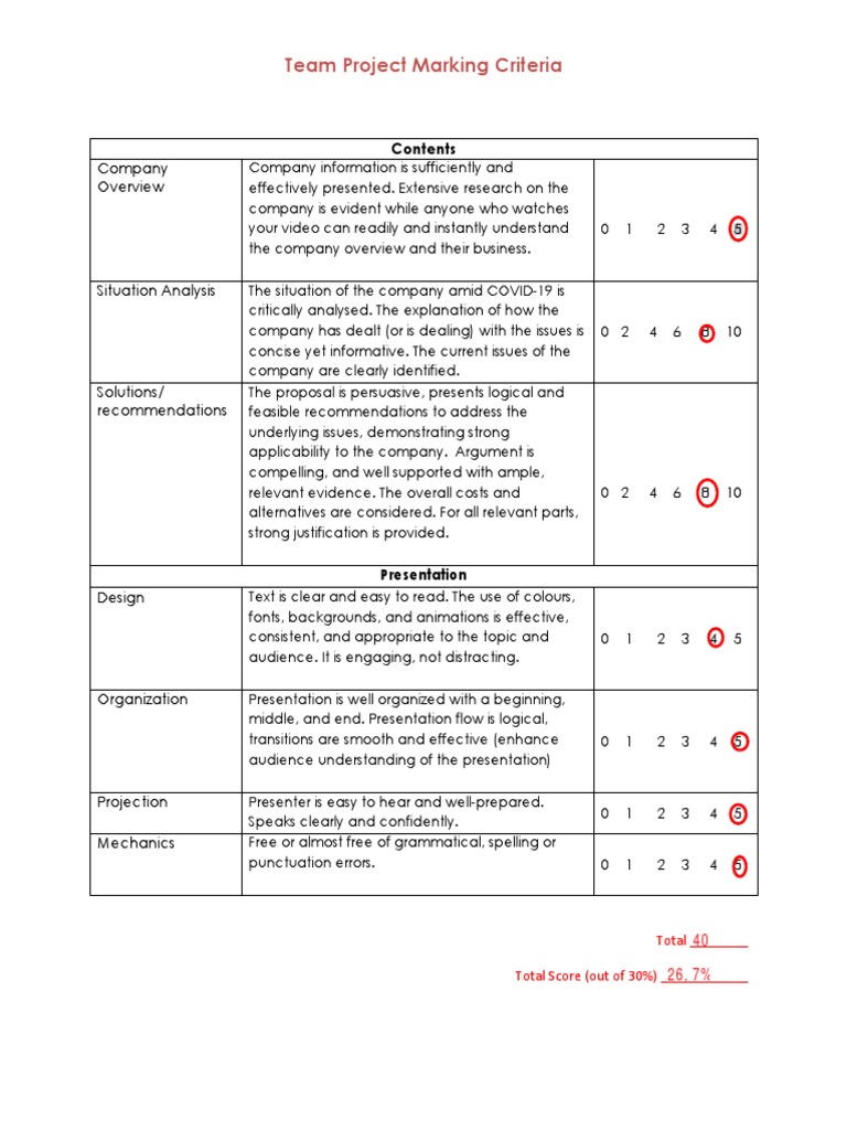 Team Project Rubric (E) | PDF | Cognition | Human Communication